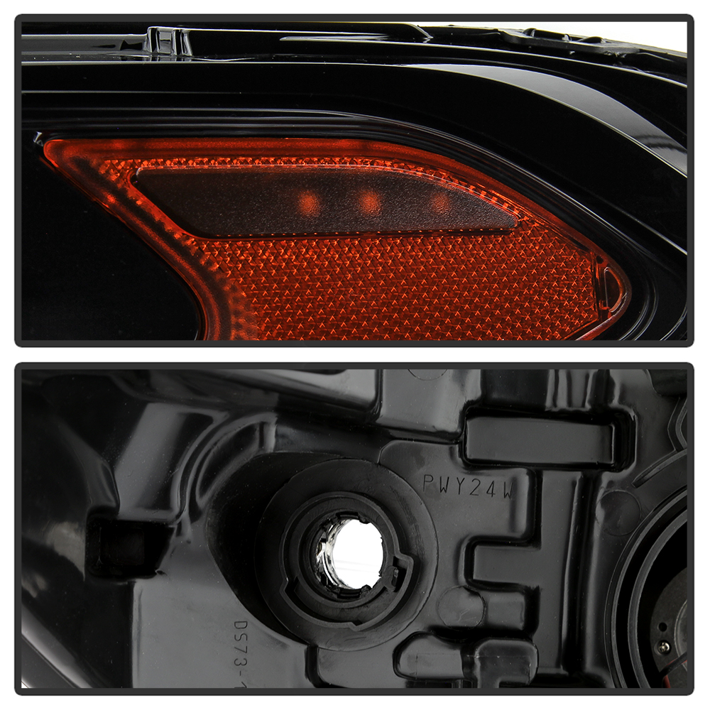 Projector Headlight Black Housing Amber Turn Signal Lamp For 13-16 Ford ...